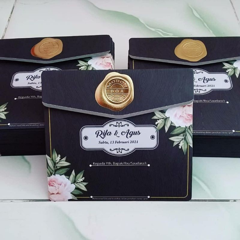 Jual Undangan Pernikahan Lipat 3 Poli 3D CR7-12, Free Plastik OPP dan ...