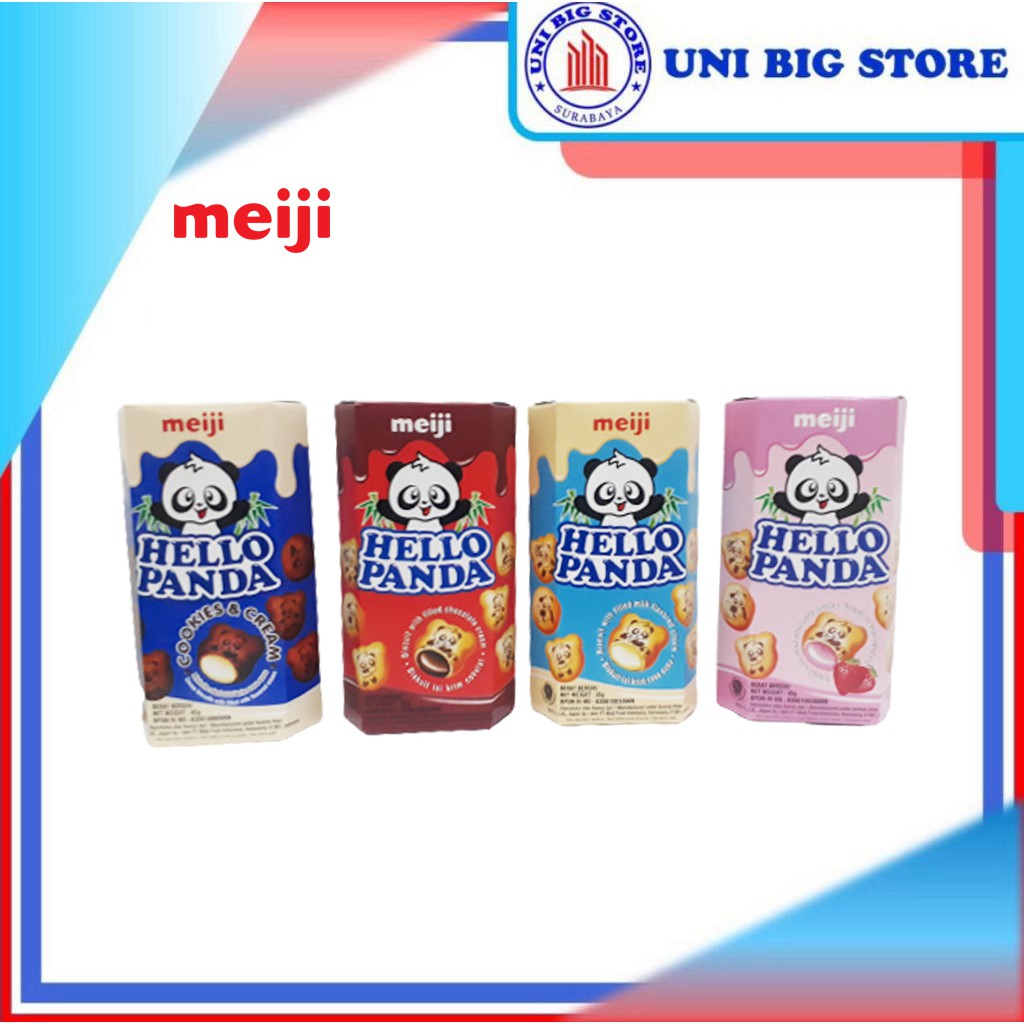 Jual Meiji Hello Panda Snack Biscuit 45 gr Coklat Vanilla Strawberry ...