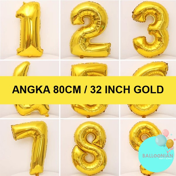 Jual Angka 80CM GOLD/Balon Foil Angka Besar/Jumbo Indonesia|Shopee ...