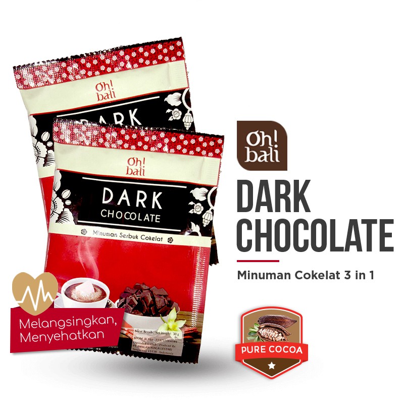 Jual Oh!bali Dark Chocolate Drink 3in1 Chocolate Powder 30g/Sachet ...