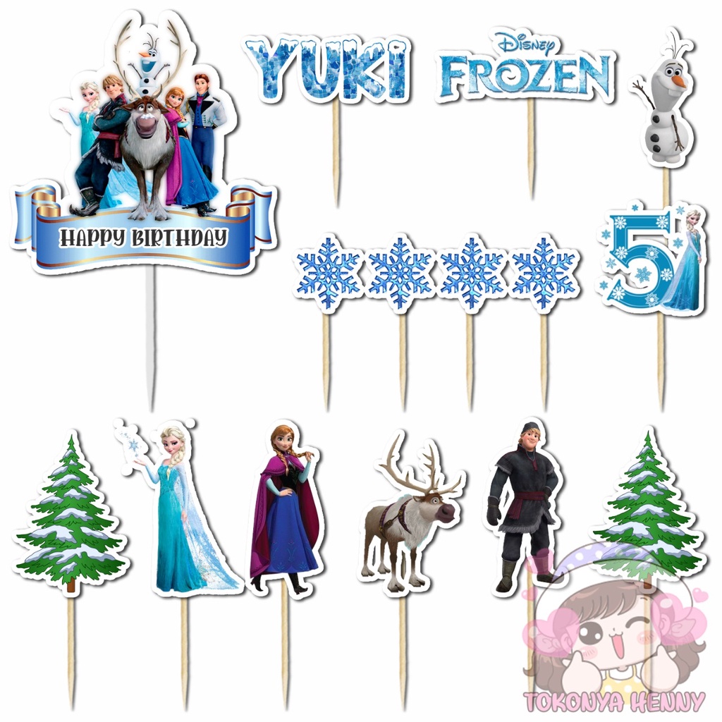 Jual Topper Cake Hiasan Kue Ulang Tahun motif CUSTOM FROZEN DISNEY FREE ...