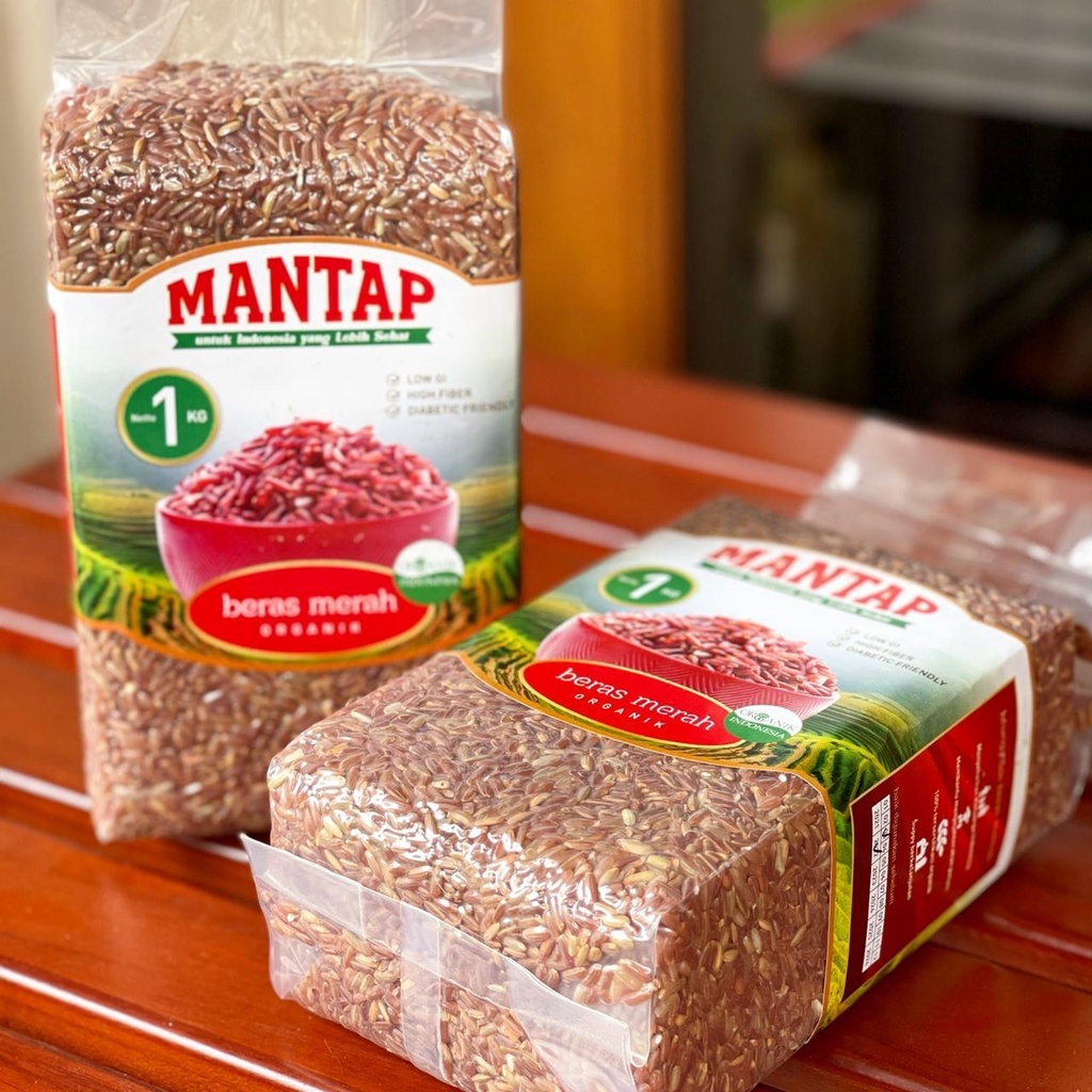 Jual Beras Merah Organik MANTAP 1 kg kemasan vakum | Shopee Indonesia