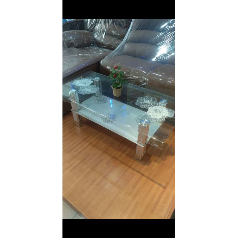 Jual 1 unit Meja tamu kaca import model kaca lengkung ukuran 110x55cm ...