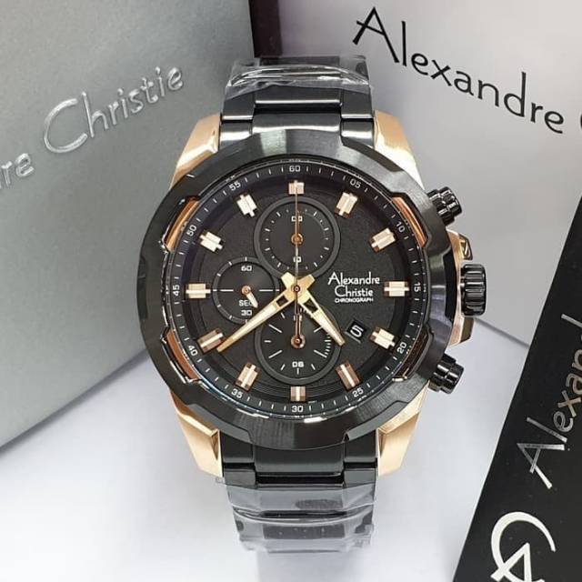 Jual Jam tangan pria ALEXANDRE CHRISTIE ac 6523 original black gold ...