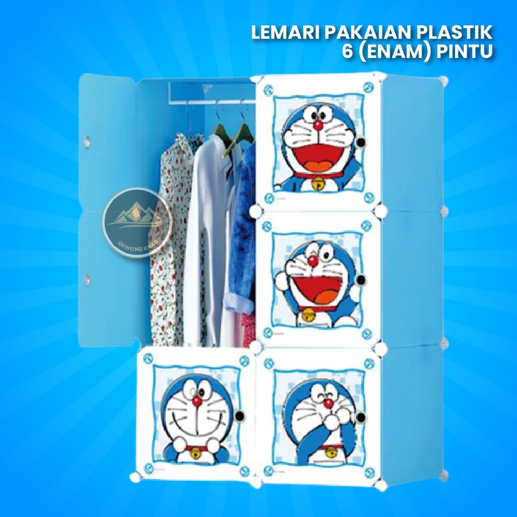 Jual Lemari Pakaian Plastik 6 Pintu Dengan Ruang Gantung Rak Baju ...