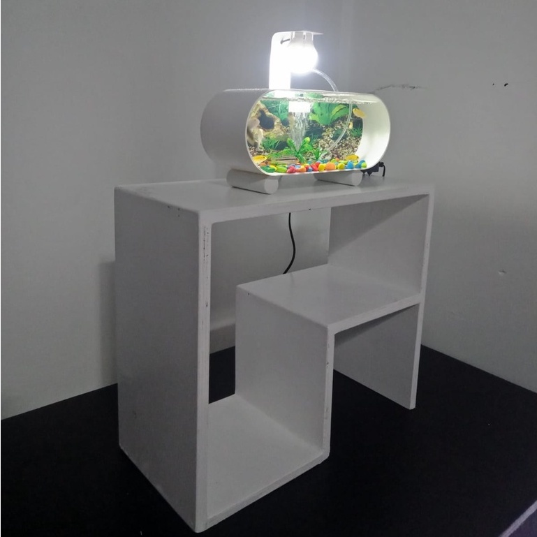 Jual meja unik akuarium/meja cofee/meja sudut penyimpanan buku/majalah ...