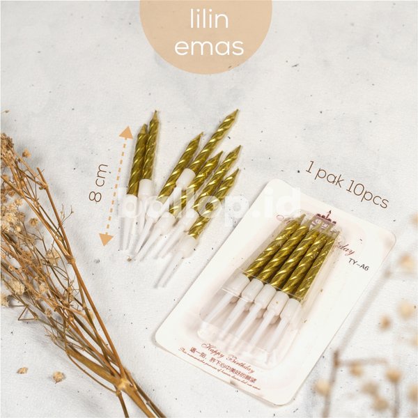 Jual Lilin spiral gold lilin ulang tahun emas metalik MURAH | Shopee ...