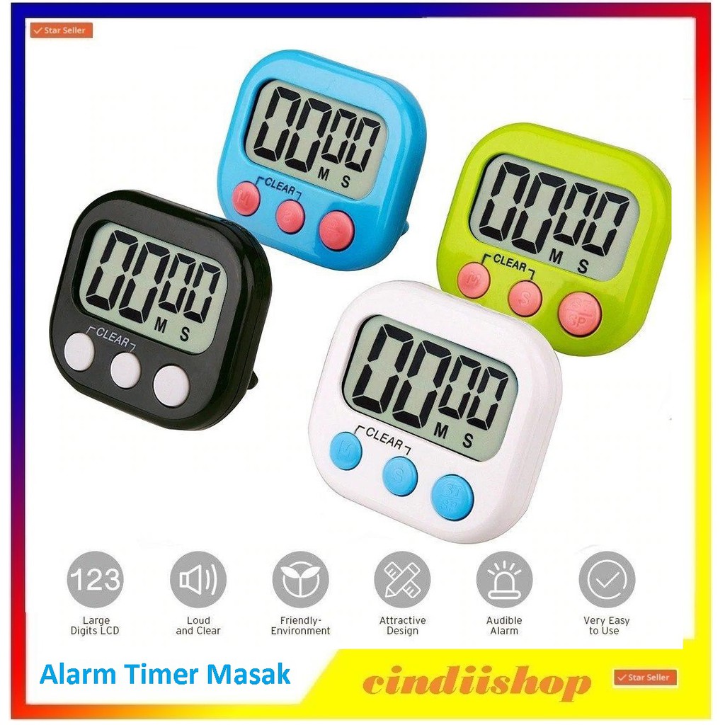 Jual Alarm Timer Masak KOTAK Dapur Mini Digital Stopwatch safe kitchen ...