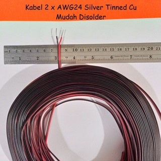 Jual Kabel 2 x AWG24 Silver Tinned Cu Tembaga Mudah Disolder Per Meter 24AWG x 2 Cable AWG 24 ...