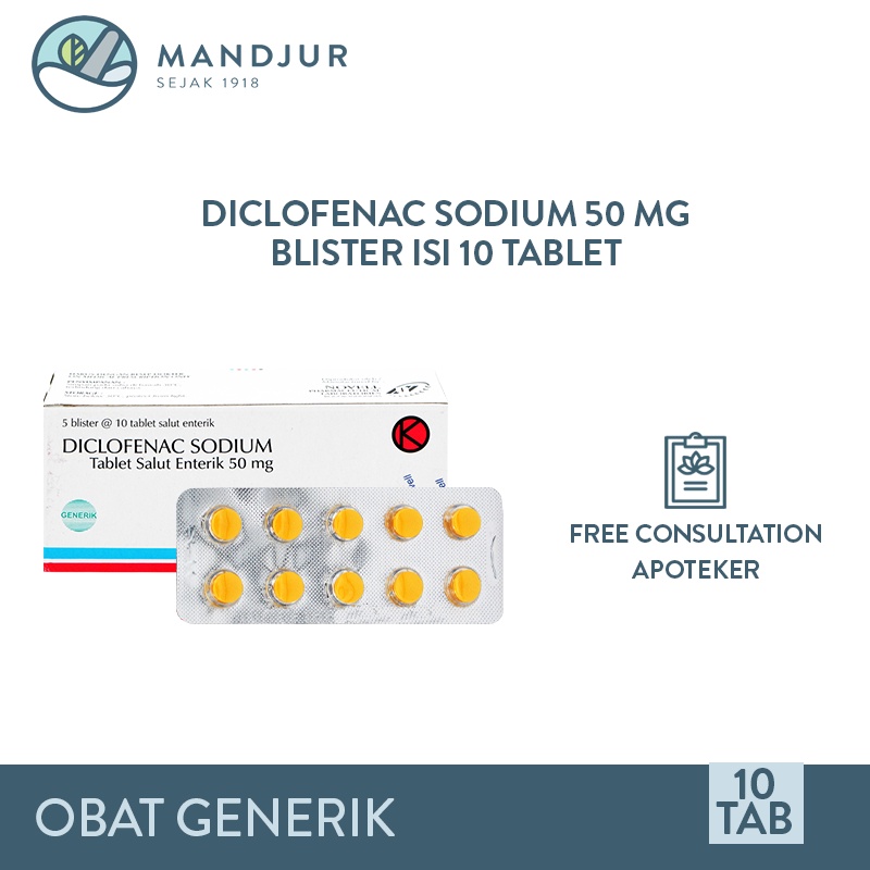 Jual Diclofenac Sodium / Natrium Diklofenak 50 Mg Strip Isi 10 Tablet | Shopee Indonesia