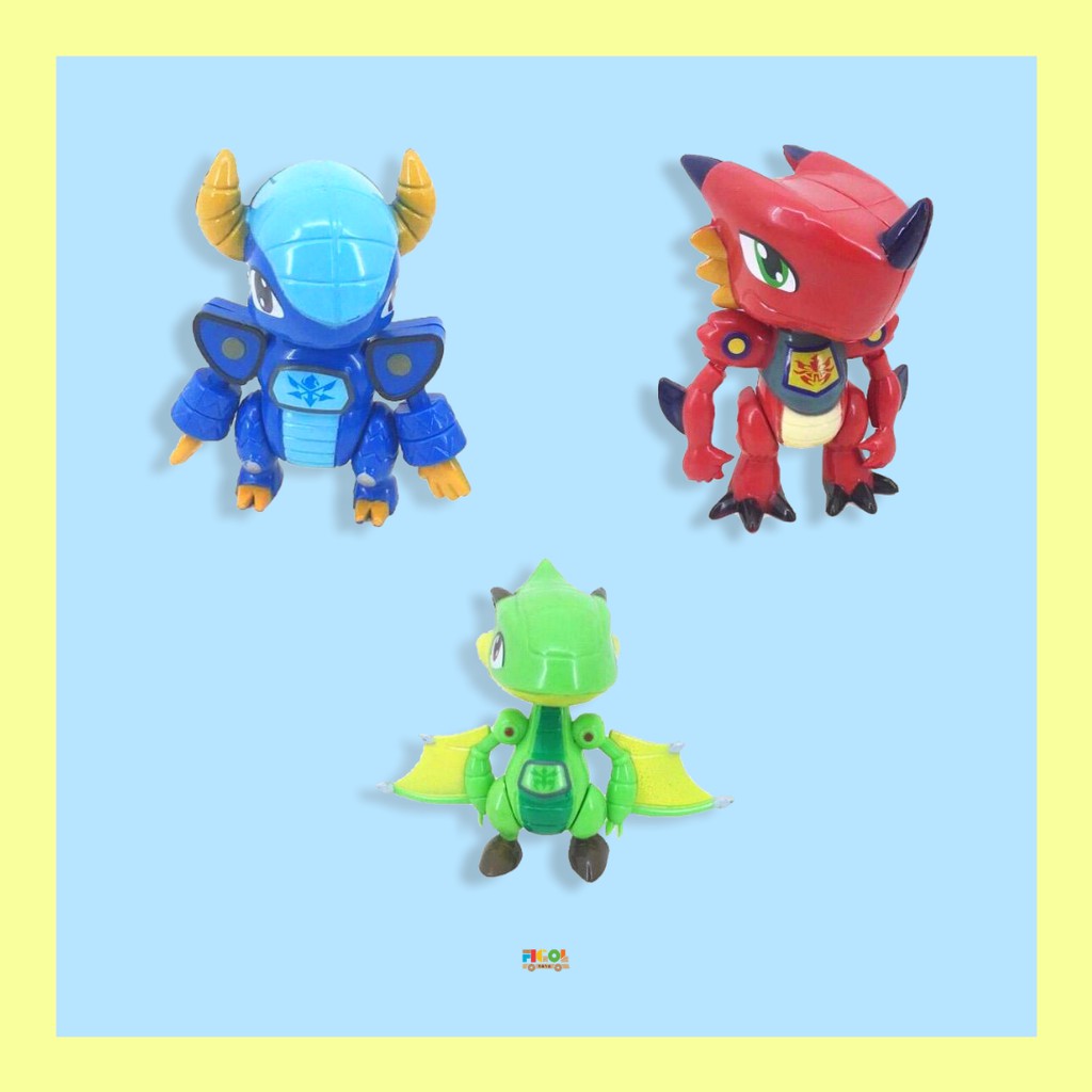 Jual Mainan Figur Robot Naga Dragon Warrior Mini 3 Model Merah Biru ...