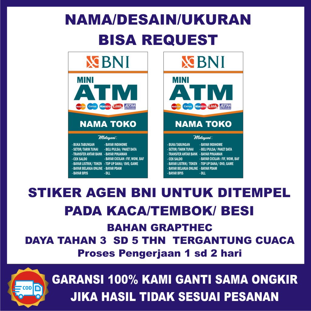 Jual Stiker Mini ATM Agen BNI Stiker Custom Untuk ditempel pada kaca ...