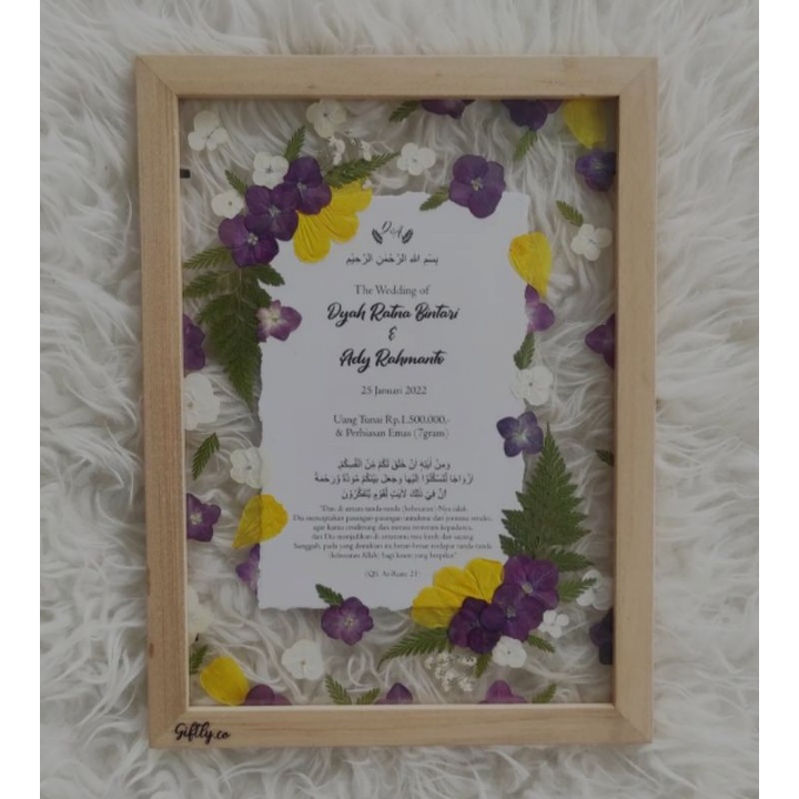 Jual Mahar Frame Pressed Flower, Mahar unik kekinian, bunga kering asli ...