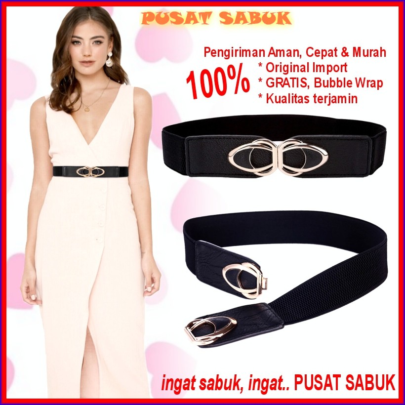 Jual Gesper Fashion Ikat Pinggang Cewek Belt Sabuk Kecil Korea Karet Gasper Slim Impor Hitam ...