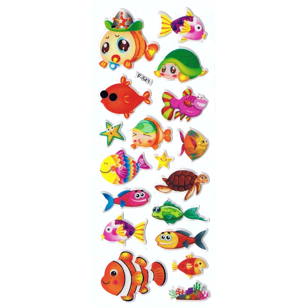 Jual SK522 Stiker Sticker Timbul Set Strip Aneka Gambar Kartun Ikan ...