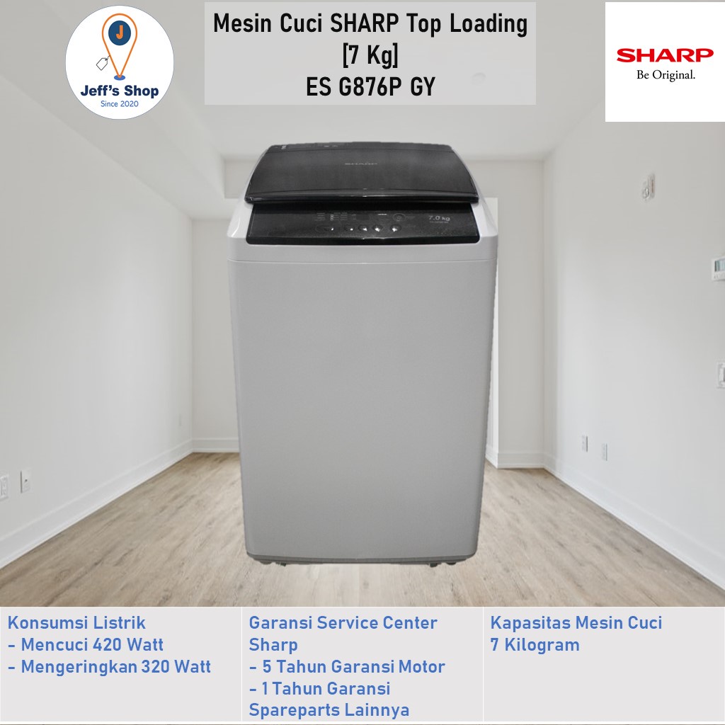 Jual Mesin Cuci Sharp Top Loading [7Kg] ES G876P GY | Shopee Indonesia
