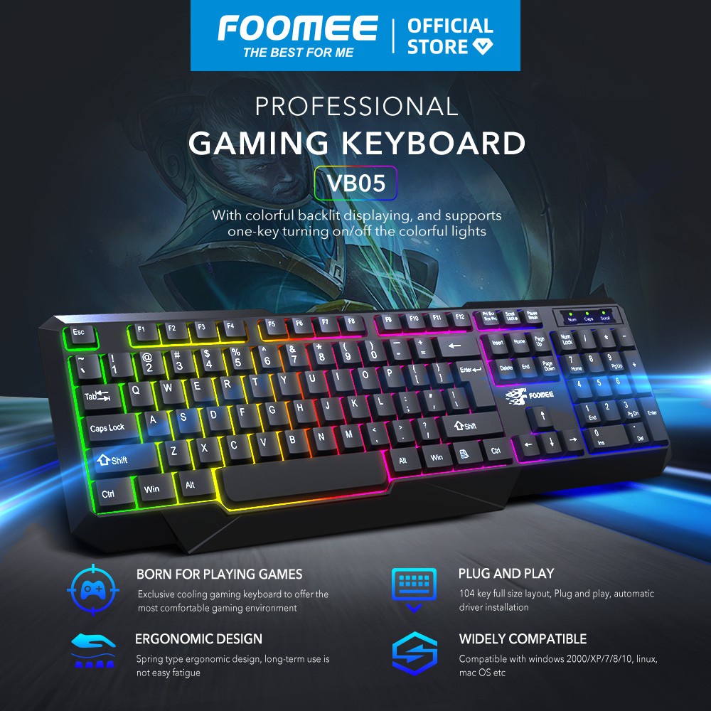 Jual Gaming Keyboard Mechanical RGB Lampu latar berwarna-warni Wired ...