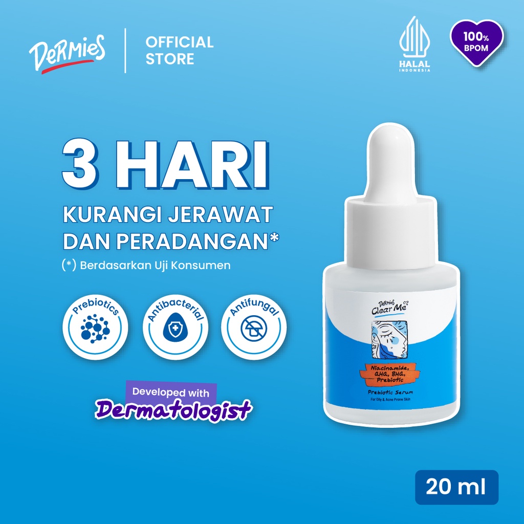 Jual Dermies Clear Me Prebiotic Serum 20ml - Healing Jerawat For Oily ...