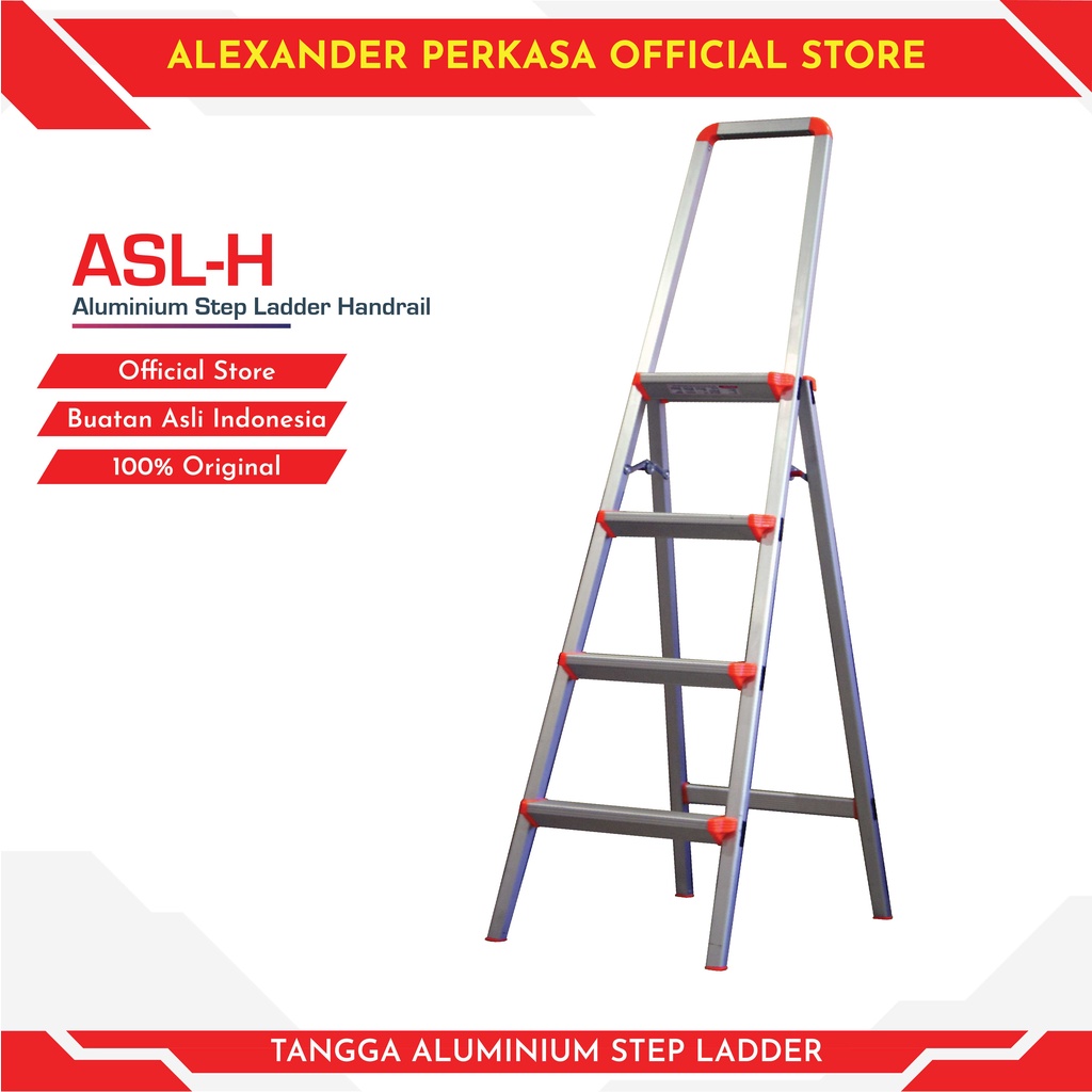 Jual TANGGA BANGUNAN ASL-H ALUMINIUM STEP LADDER HENDRAIL 60CM 85CM ...
