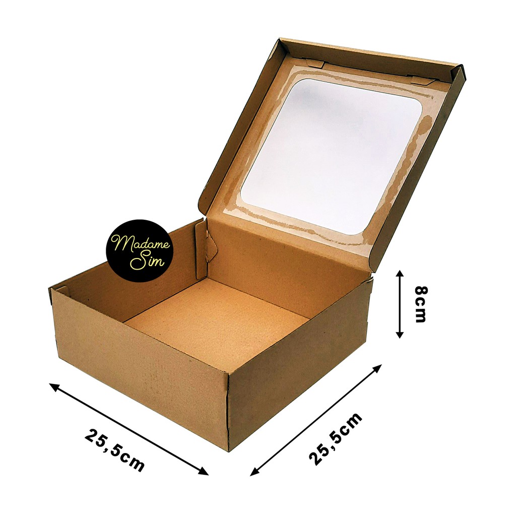 Jual KOTAK KUE - CAKE BOX - DUS BOLU 25x25x8 - JENDELA (ISI : 10 PCS ...