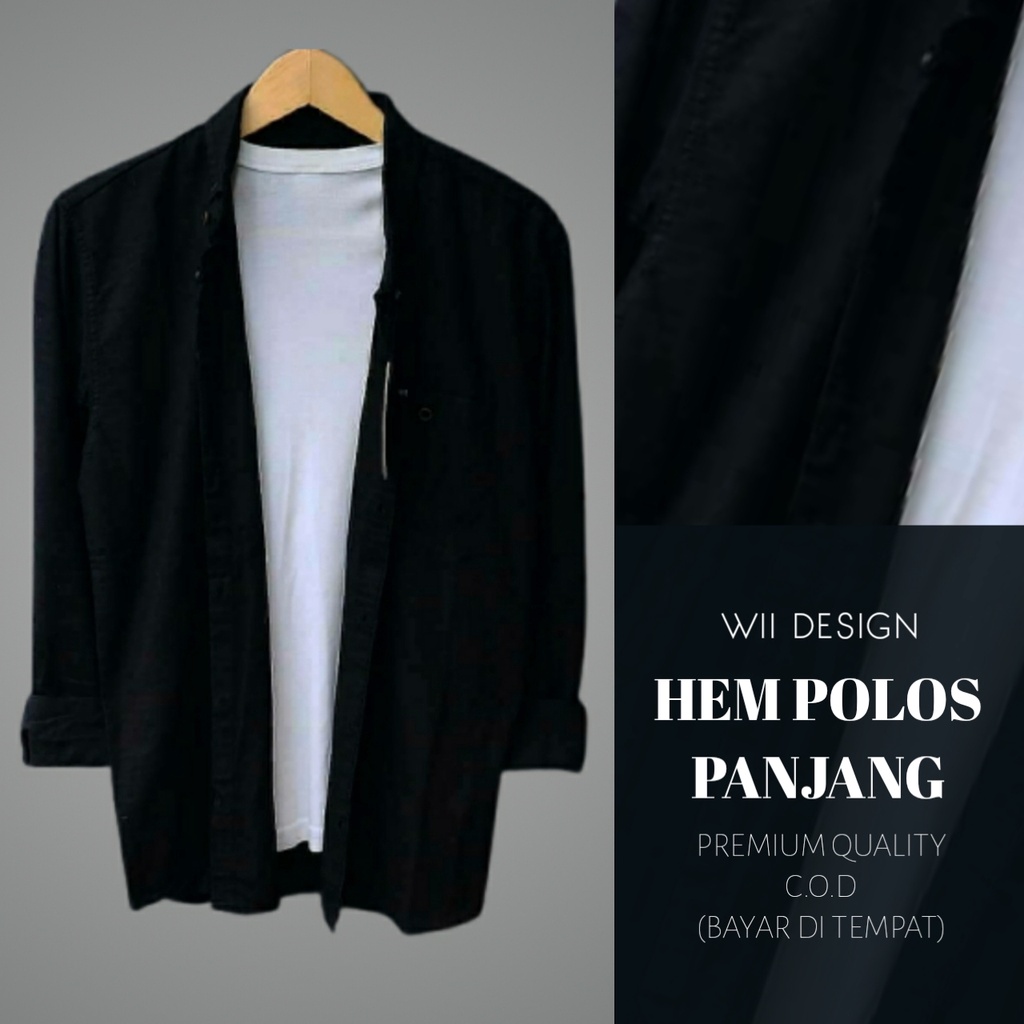 Jual Hem Cowok - Hem Polos Cowok Size M - XL Lengan Panjang (Distro ...