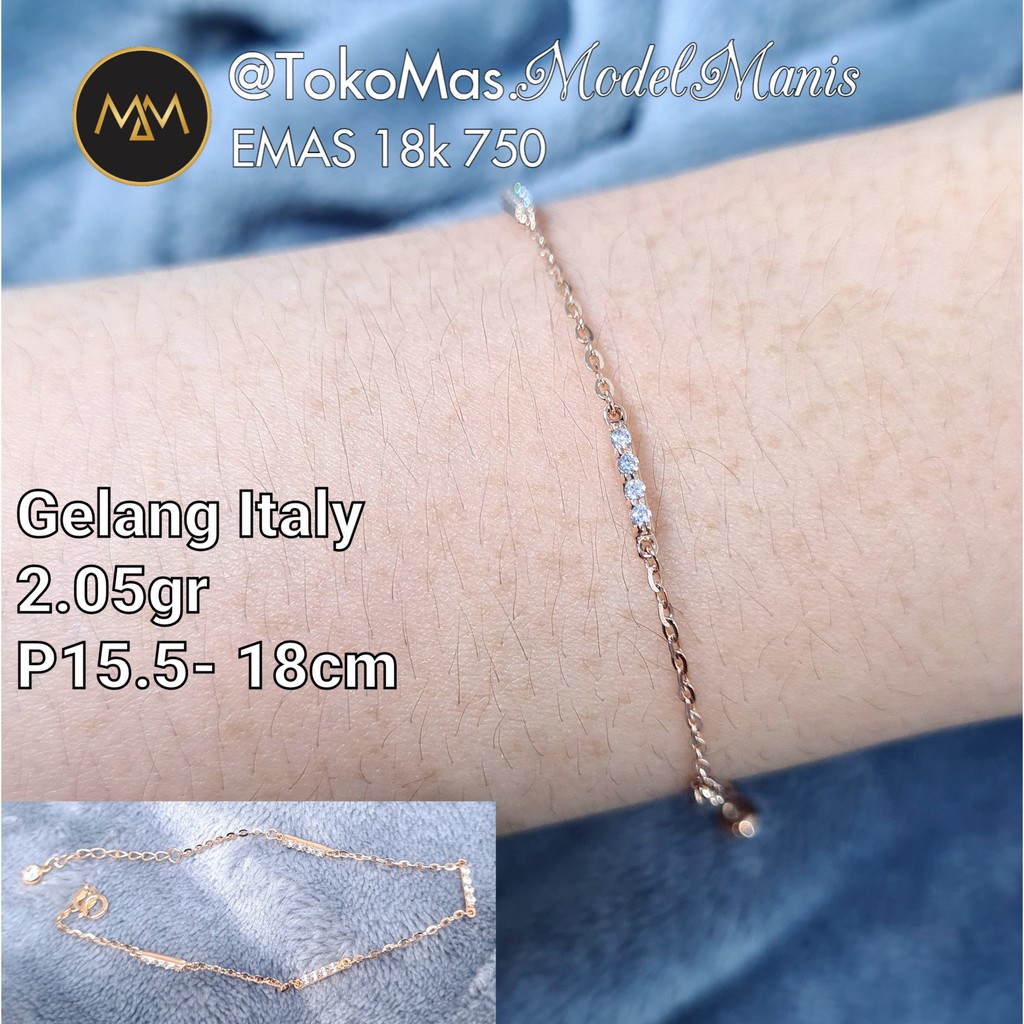 Jual Gelang fashion italy import emas rosegold 750 kadar 18k | Shopee ...