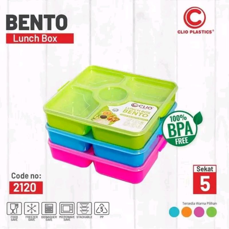 Jual lunch box bento sekat 5/lunch box plastik/box ketring/kotak makan ...