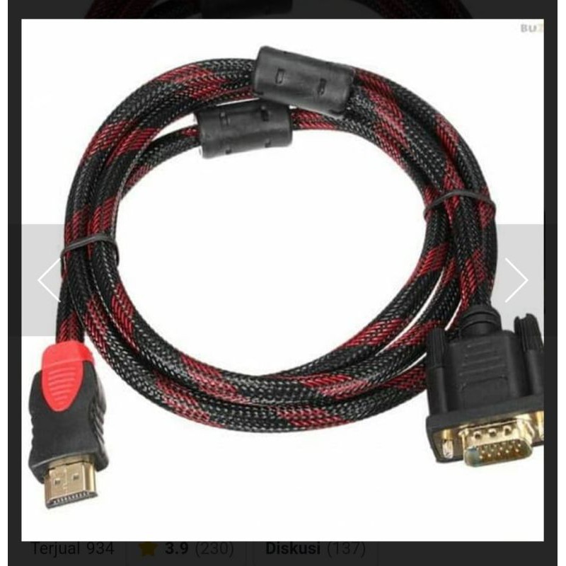 Jual Kabel HDMI to VGA 1,5 Meter / Konventer Hdmi To vga kabel 1,5M Indonesia|Shopee Indonesia