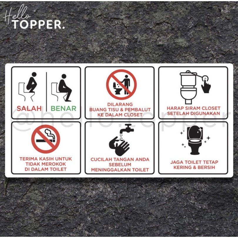 Jual Sign Peraturan 30x15 WC Aturan Toilet Acrylic Putih Sign Board Akrilik | Shopee Indonesia