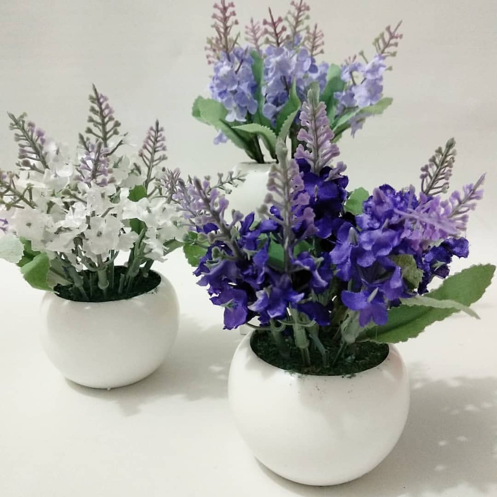 Jual Naindo Bunga Lavender Mini+pot hiasan ruang tamu dan kantor ...