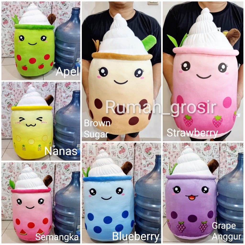 Jual Boneka Boba Ice Cream Brown Sugar Strawberry Grape Ukuran Jumbo ...