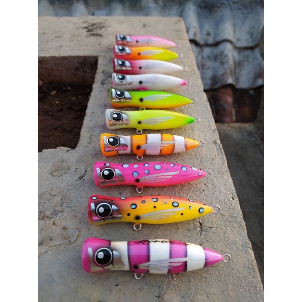 Jual Umpan Lure Top Water Mini Popper Kayu Handmade Kromoe 10gram ...