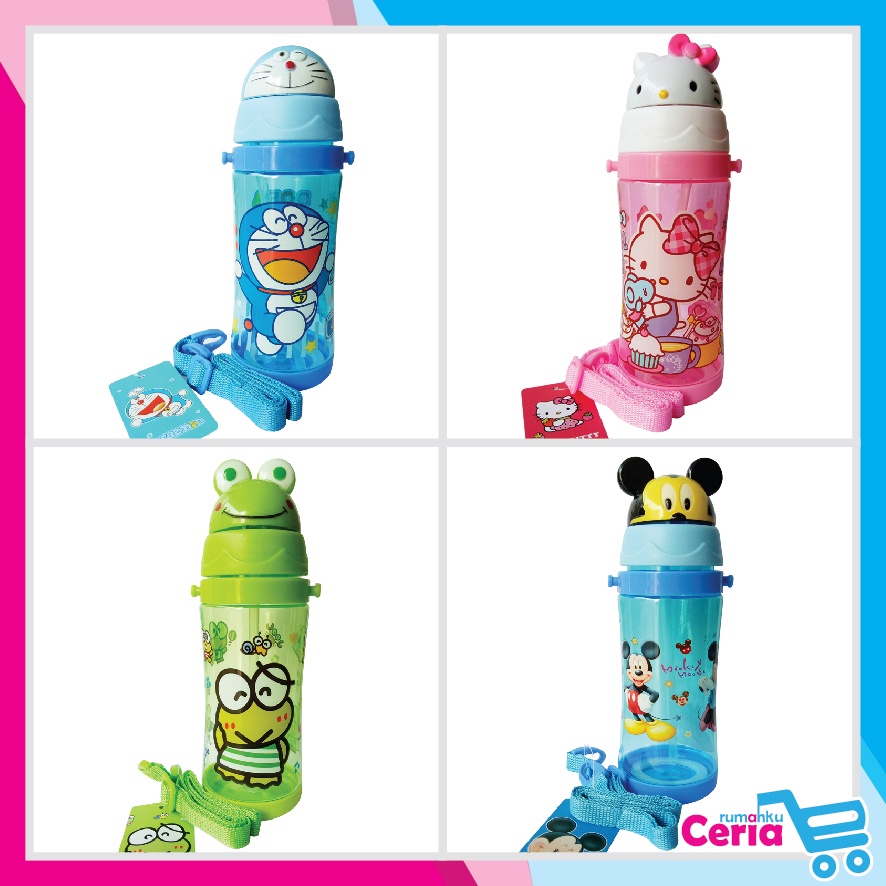Jual Botol Minum Anak Karakter + Sedotan + Tali Kapasitas 500ml | Shopee Indonesia