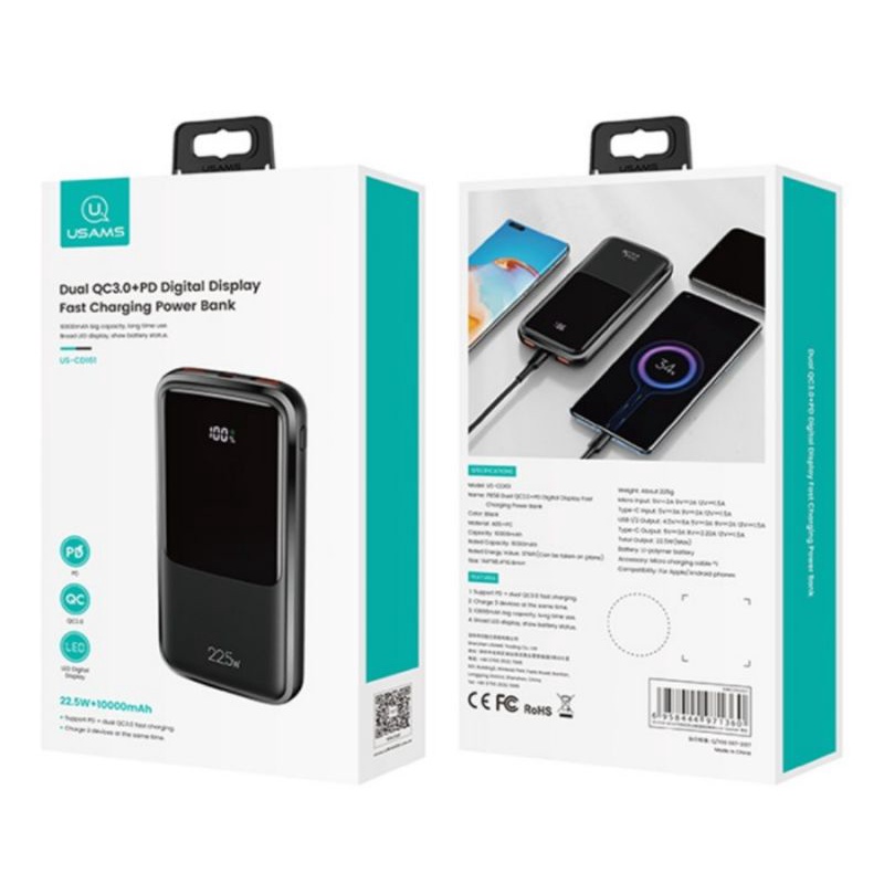 Jual USAMS PB58 Power Bank Digital Display 10000mAh Fast Charging 22.5W ...