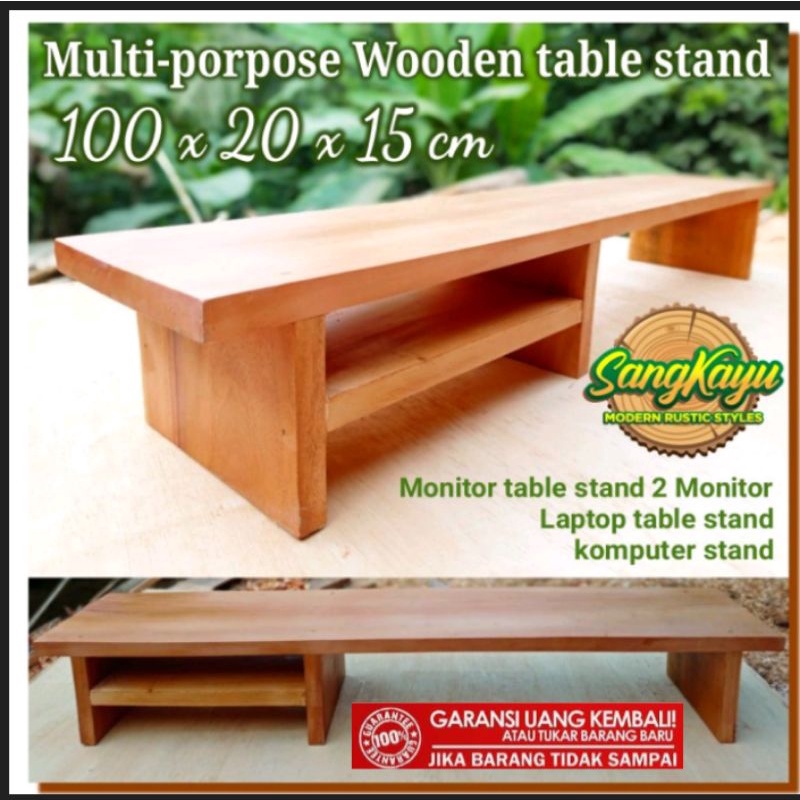 Jual Monitor stand kayu 100x20x15cm meja monitor Monitor table 2 ...