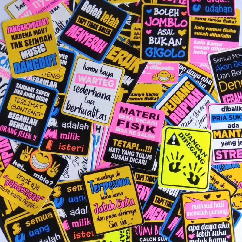Jual Paket Sticker Graftac Random Edisi Warning, Caution dan Kata Kata Nyleneh Lucu Indonesia ...