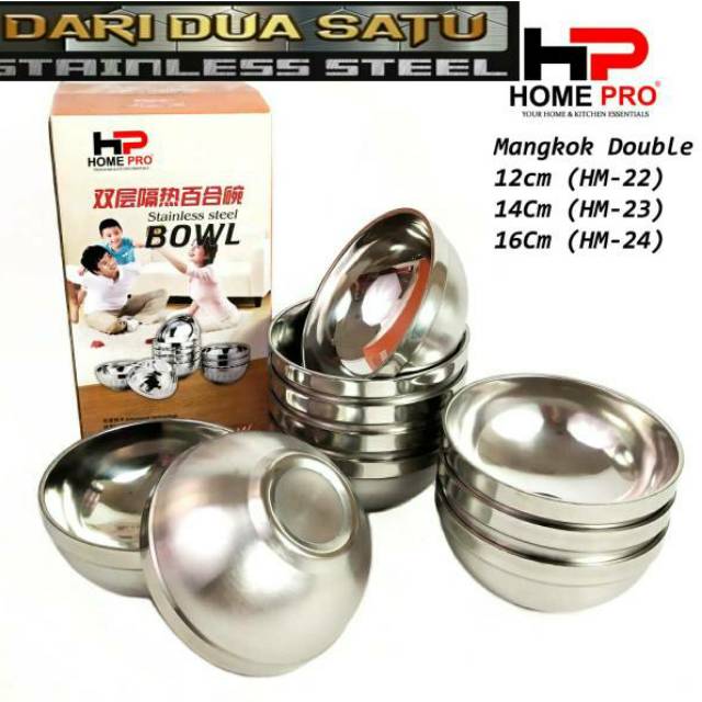 Jual Mangkok Korea Stainless 2 Lapis 12 cm 16cm Indonesia|Shopee Indonesia