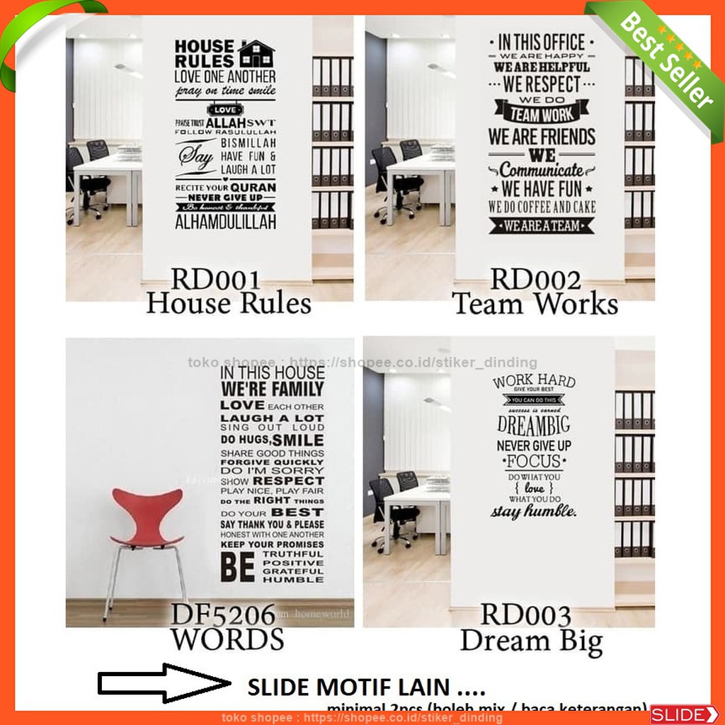 Jual STIKER DINDING WALLSTICKER WALL STICKER KATA BIJAK KATA MOTIVASI ...