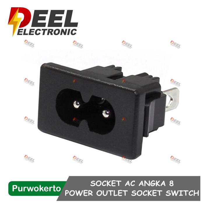 Jual SOCKET AC 2 PIN ANGKA 8 STANDAR POWER OUTLET SOCKET SWITCH 2.5A 250VAC | Shopee Indonesia
