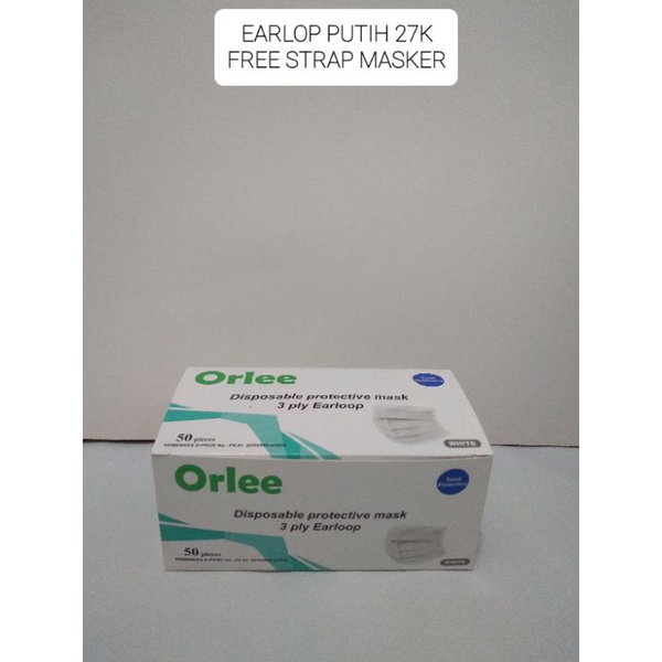 Jual Masker 3 ply putih Orlee Earloop Kemenkes 50pcs | Shopee Indonesia