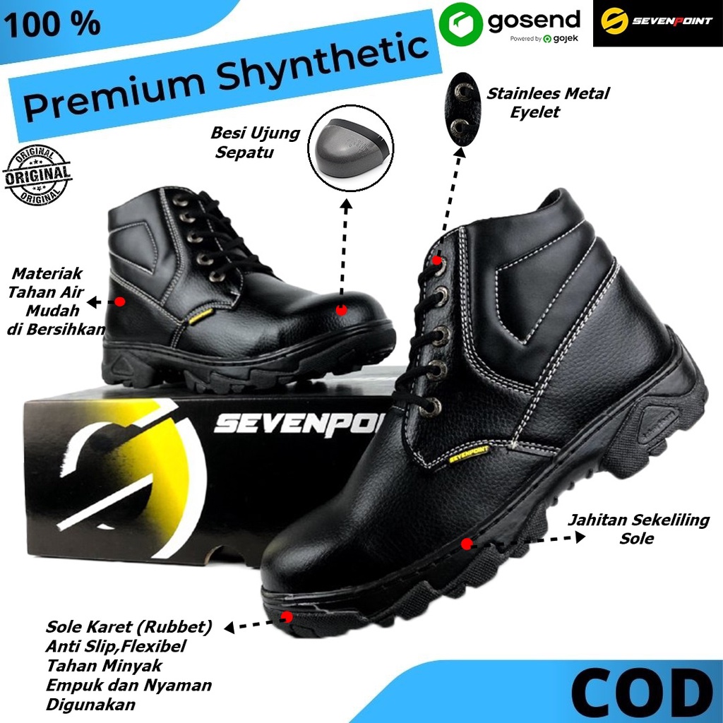 Jual Sepatu Safety Boots Original Sevenpoint Ujung Besi Septy Shoes ...