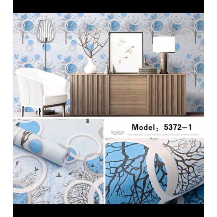 Jual Wallpaper stiker bulat biru ranting pohon Indonesia|Shopee Indonesia