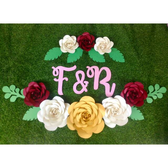 Jual Paper flower 8 bunga free inisial 2 huruf banyak pilihan warna ...