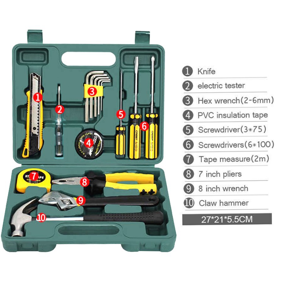 Jual Perkakas Set Lengkap 16 pcs Tool Kit Set Box Alat Tukang Servis ...