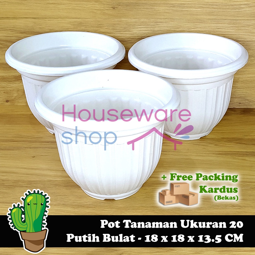 Jual Pot Bunga Bulat Pot Tanaman 20 - Putih Indonesia|Shopee Indonesia