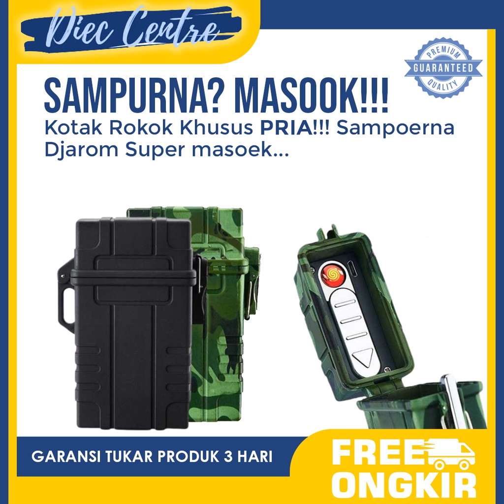 Jual Tempat Kotak Roko Rokok 20 Slot Plus Mancis Korek Api Elektrik ...