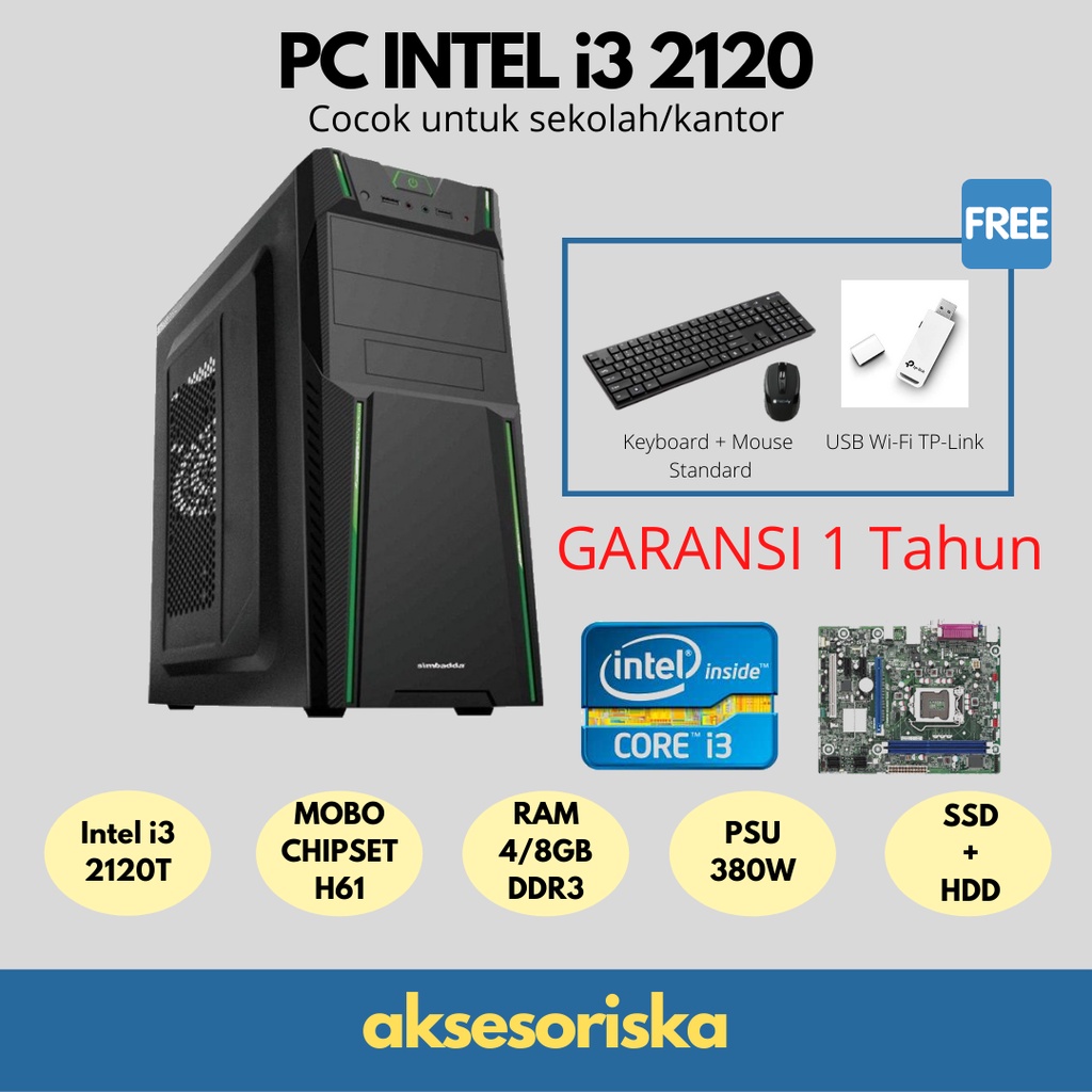 Jual PC RAKITAN/ CPU RAKITAN INTEL CORE I3 2120 / PC KANTOR / PC SEKOLAH | Shopee Indonesia