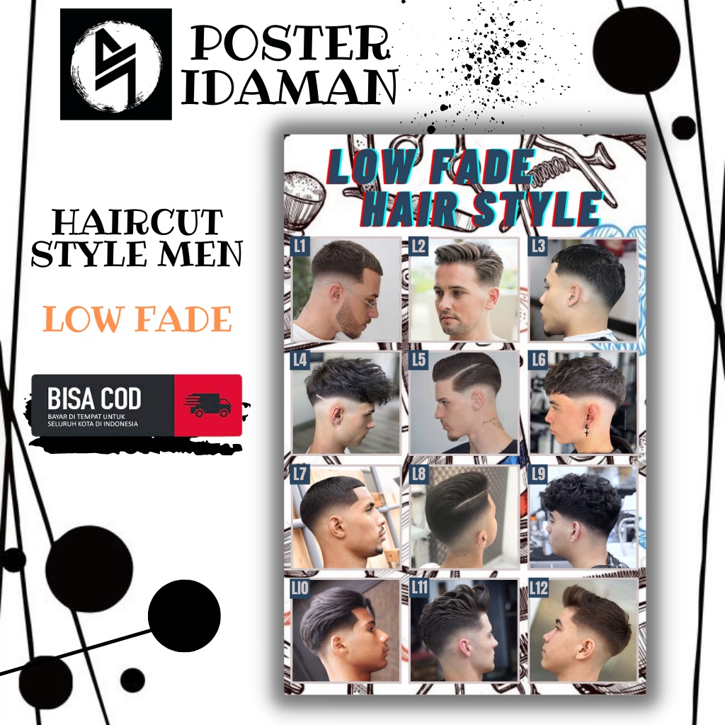 Jual POSTER IDAMAN - poster pangkas rambut pria 2022 LOW FADE - poster ...