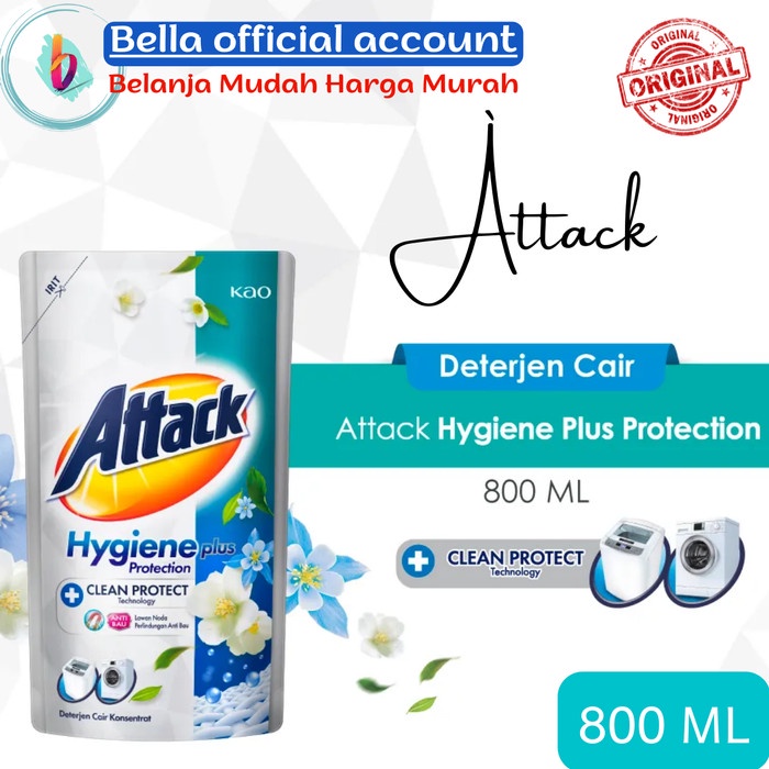 Jual ATTACK Liquid Plus Softener Pouch Hygiene Plus Protection 800ml ...