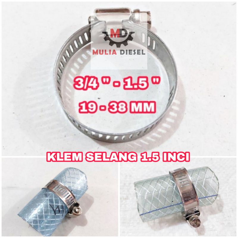 Jual Klem Selang Jepit Hose Clamp Ukuran 1.5 Inci Spiral Benang ...